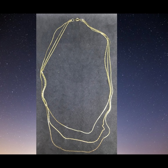 Jewelry | Vintage Triple Tiered Gold Tone Chains Necklace | Poshmark